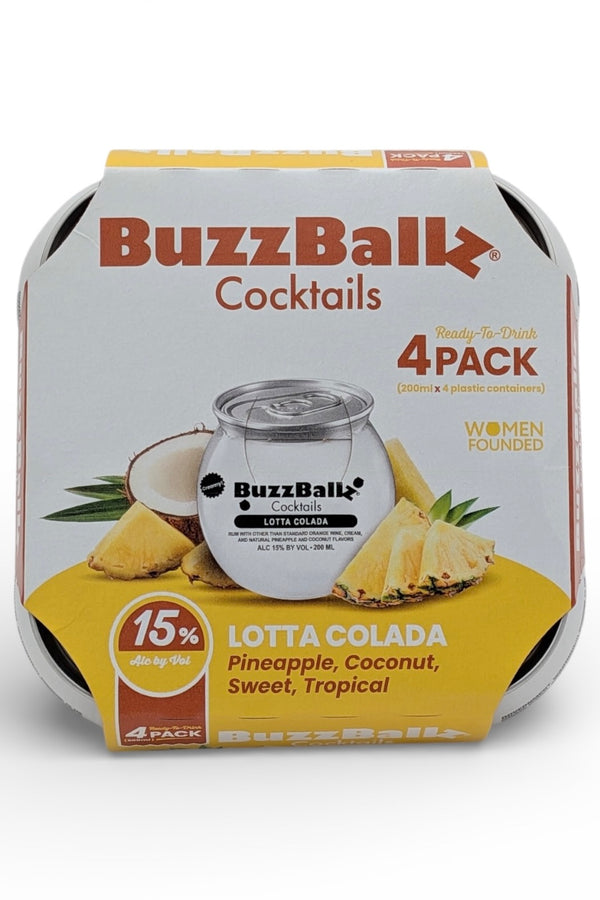 Buy BuzzBallz Cocktails Lotta Colada RTD Ready to Drink 4 x 200 ml Online