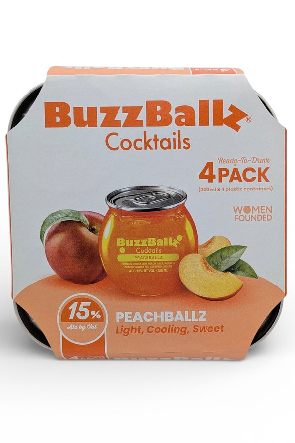 Buy BuzzBallz Cocktails PeachBallz RTD Ready to Drink 4 x 200 ml Online